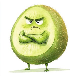 Grumpy Kiwi PNG Clip Art, 12x Funny Fruit Character PNG Clipart Set ...