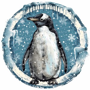 12x Vintage Penguin Clipart, Antarctic Clipart, Printable Watercolor ...