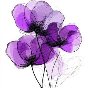 Royal Purple Floral PNG Clip Art, 12x Abstract Flower Clipart Set ...