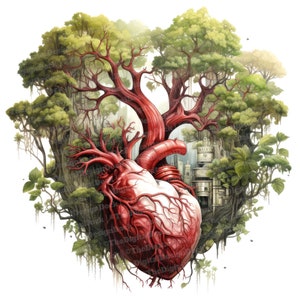12x Human Heart Tree Clipart, Tree Theme Clipart, Printable Watercolor ...