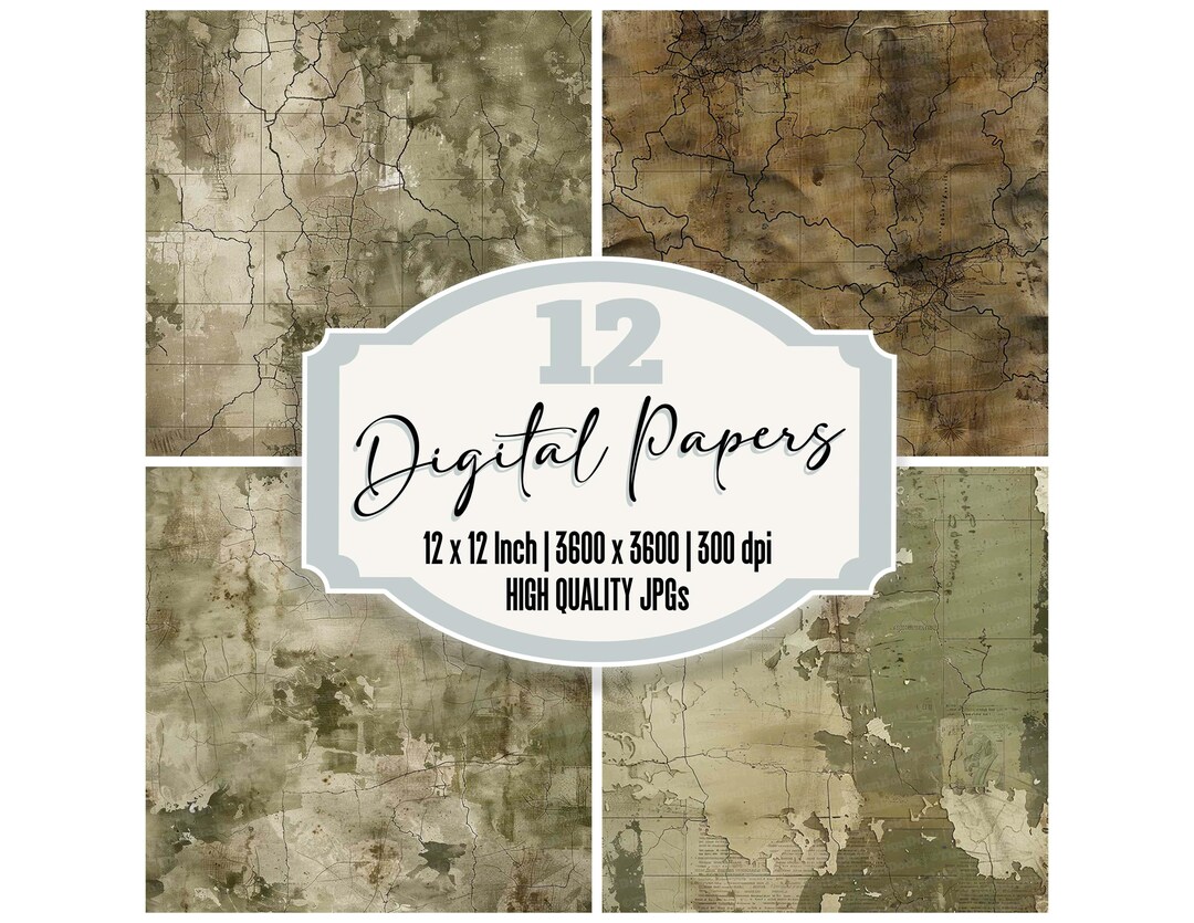 12x Military Maps Junk Journal Paper, Olive Maps Khaki Camouflage ...