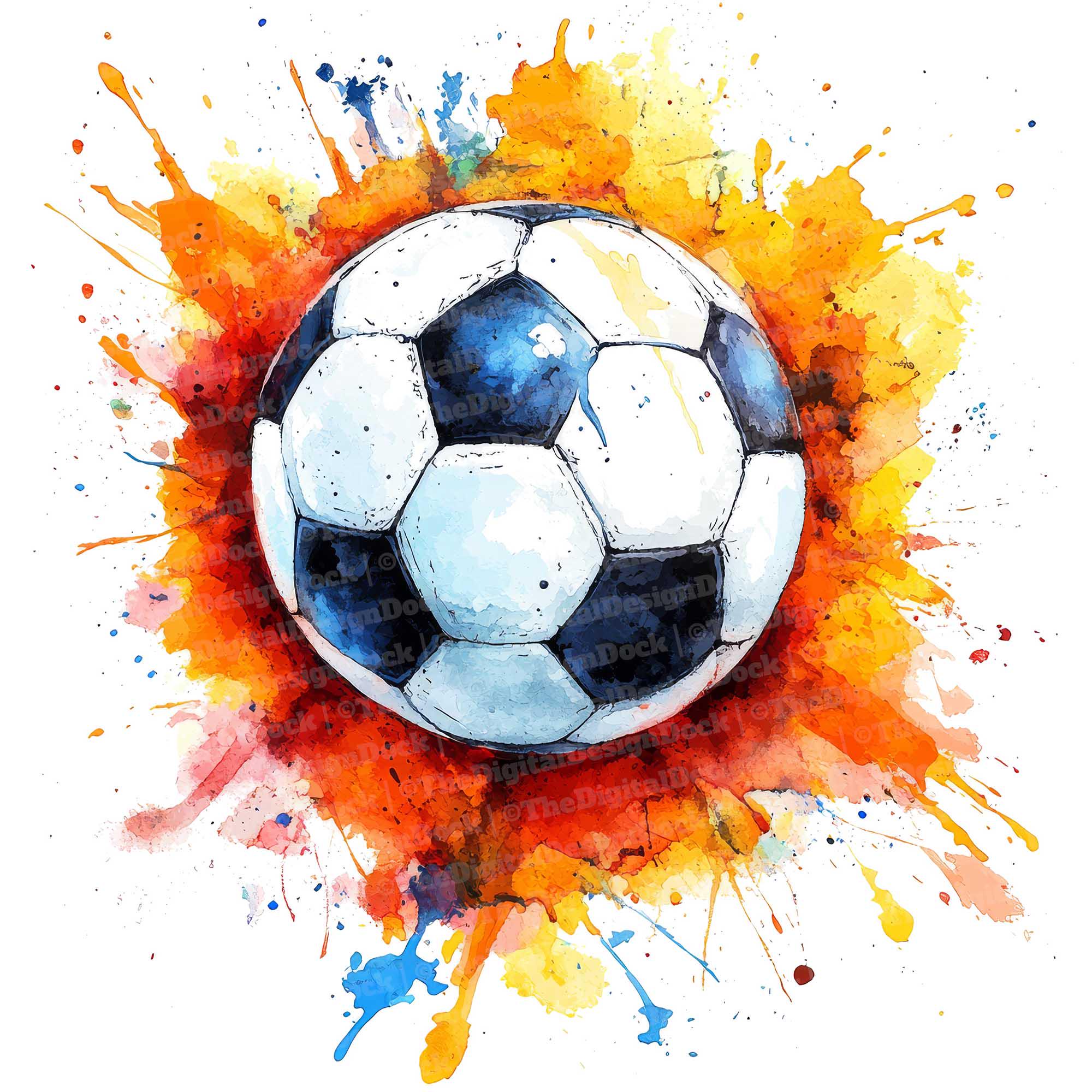 12 Soccer Watercolor Clipart, Sports Ball Art, Football Printable ...
