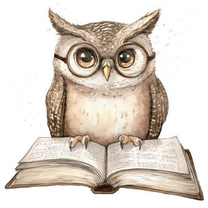 Owl PNG Clipart, 12x Book Reading Owls Clip Art Set, Printable ...