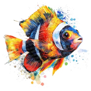 12 Tropical Fish Clip Art Pngs, Colorful Marine Life Illustrations ...