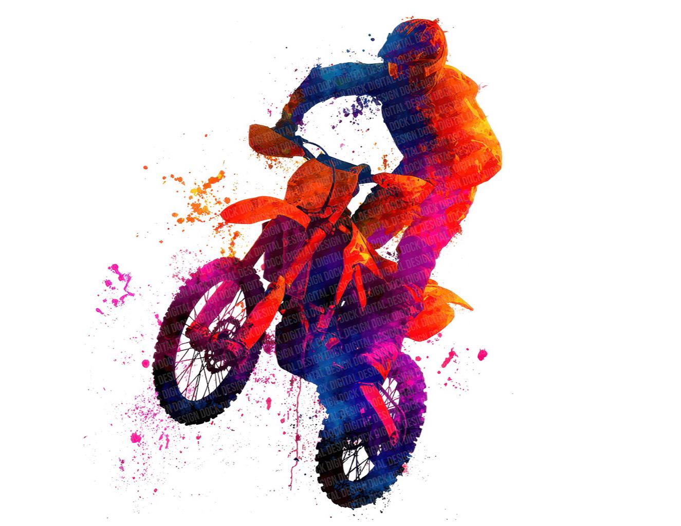 Motocross PNG Clipart, 12x Watercolor Dirt Bike Rider Art Set ...