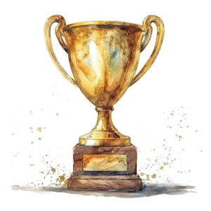Gold Trophy PNG Clipart, 12x Classic Award Cup Art Set, Printable ...