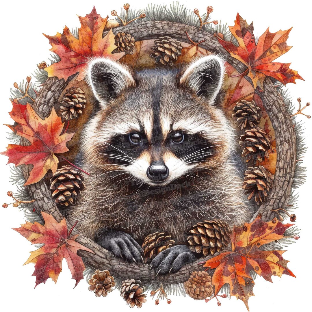 12x Vintage Raccoon Clipart, Woodland Clipart, Printable Watercolor ...