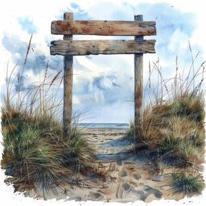 12 Sand Dune Sign Clipart, Rustic Beach Sign Clipart, Printable ...