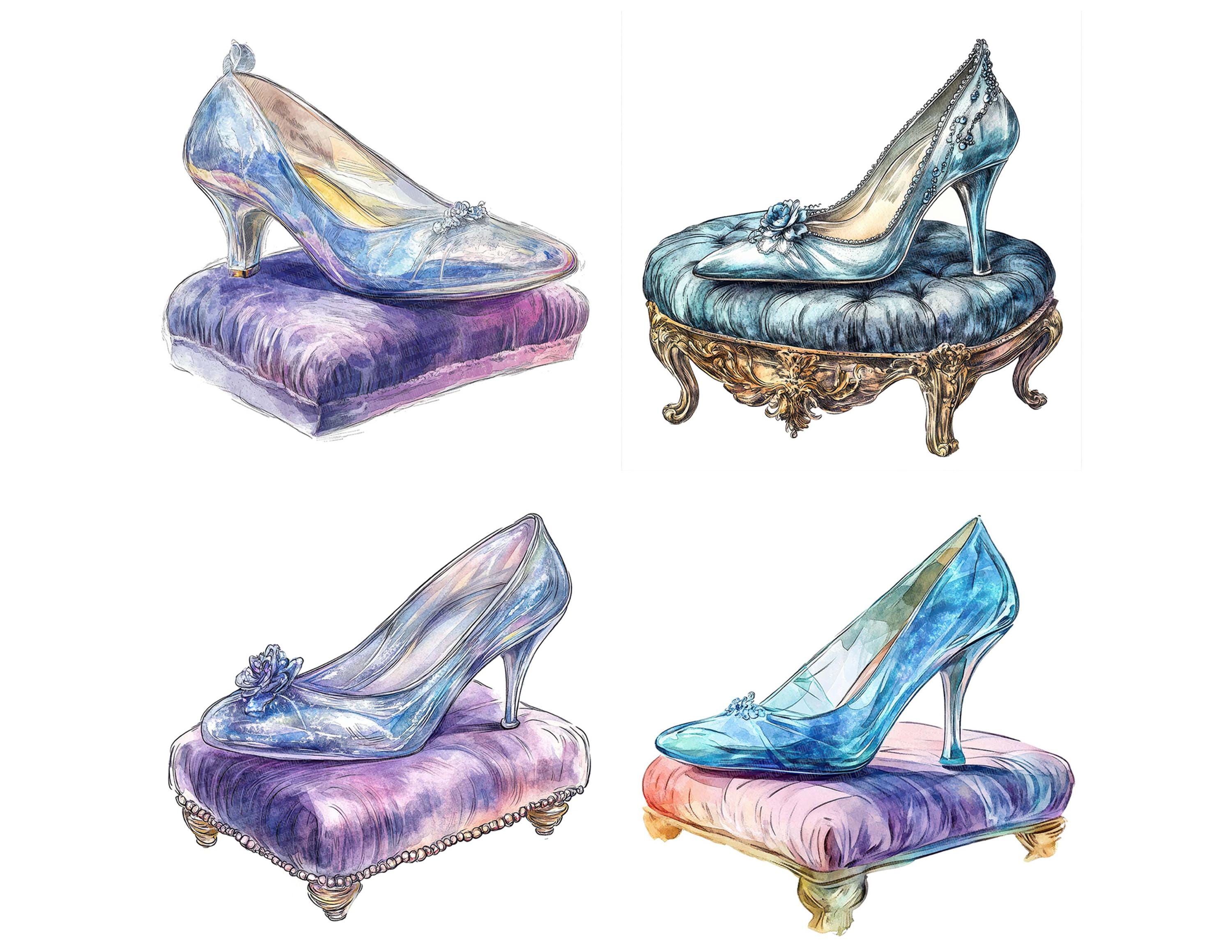 Glass Slipper PNG Clipart, 12x Cinderella Shoe Clip Art Set, Printable ...