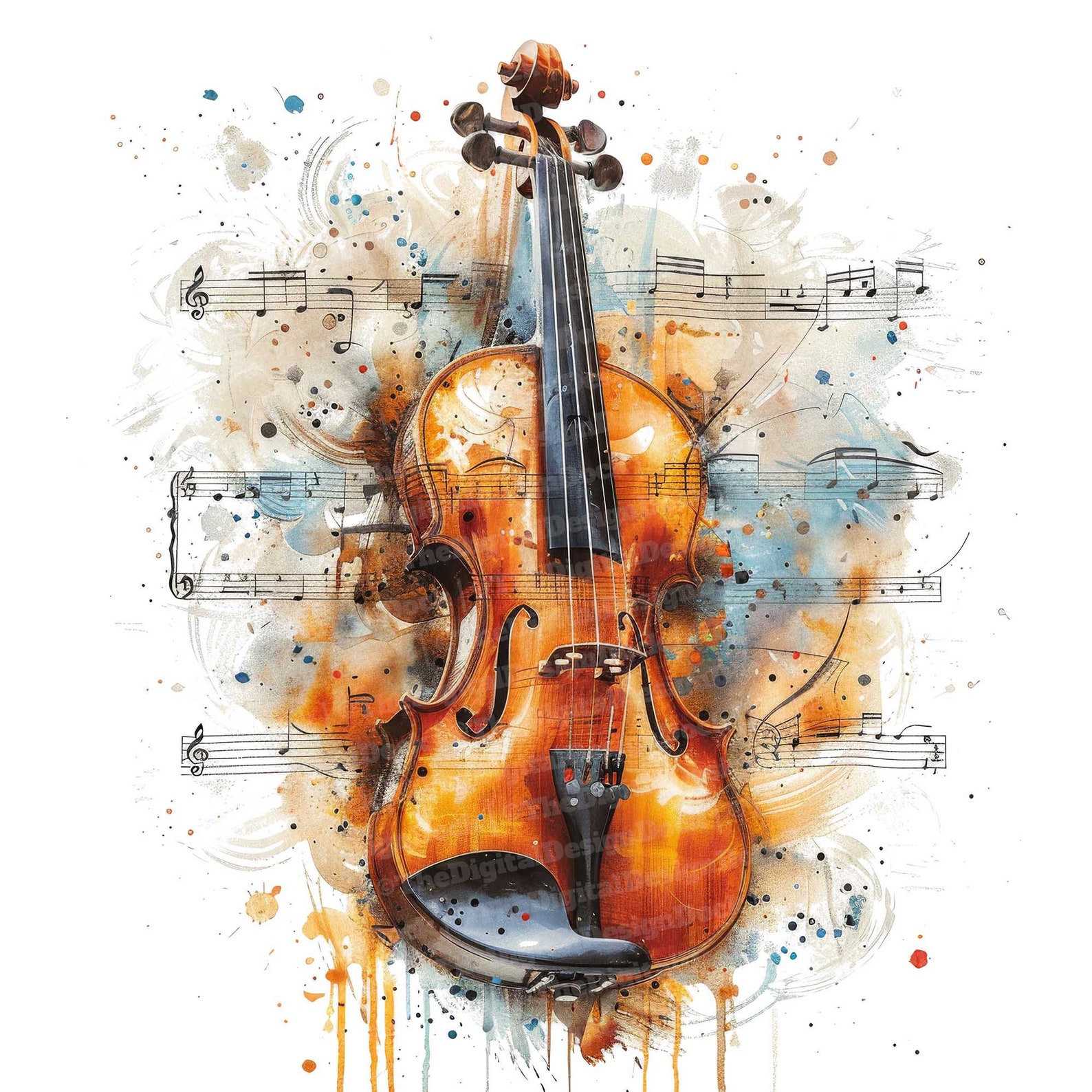 12x Vintage Violin Music Notes Clipart, Musical Clipart, Printable ...