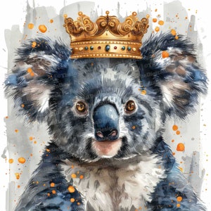 Cute Koala Clipart, 12 Jpgs, Koala Crown Clipart, Printable Watercolour ...