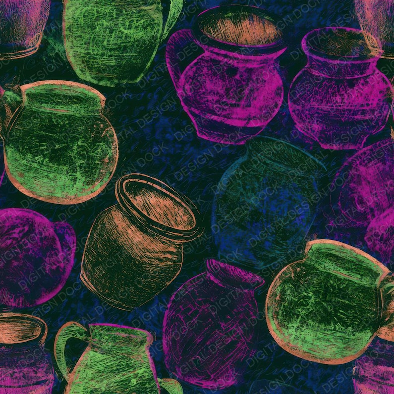 12 pots d'art populaire en terre cuite pour journal, papier pour ...