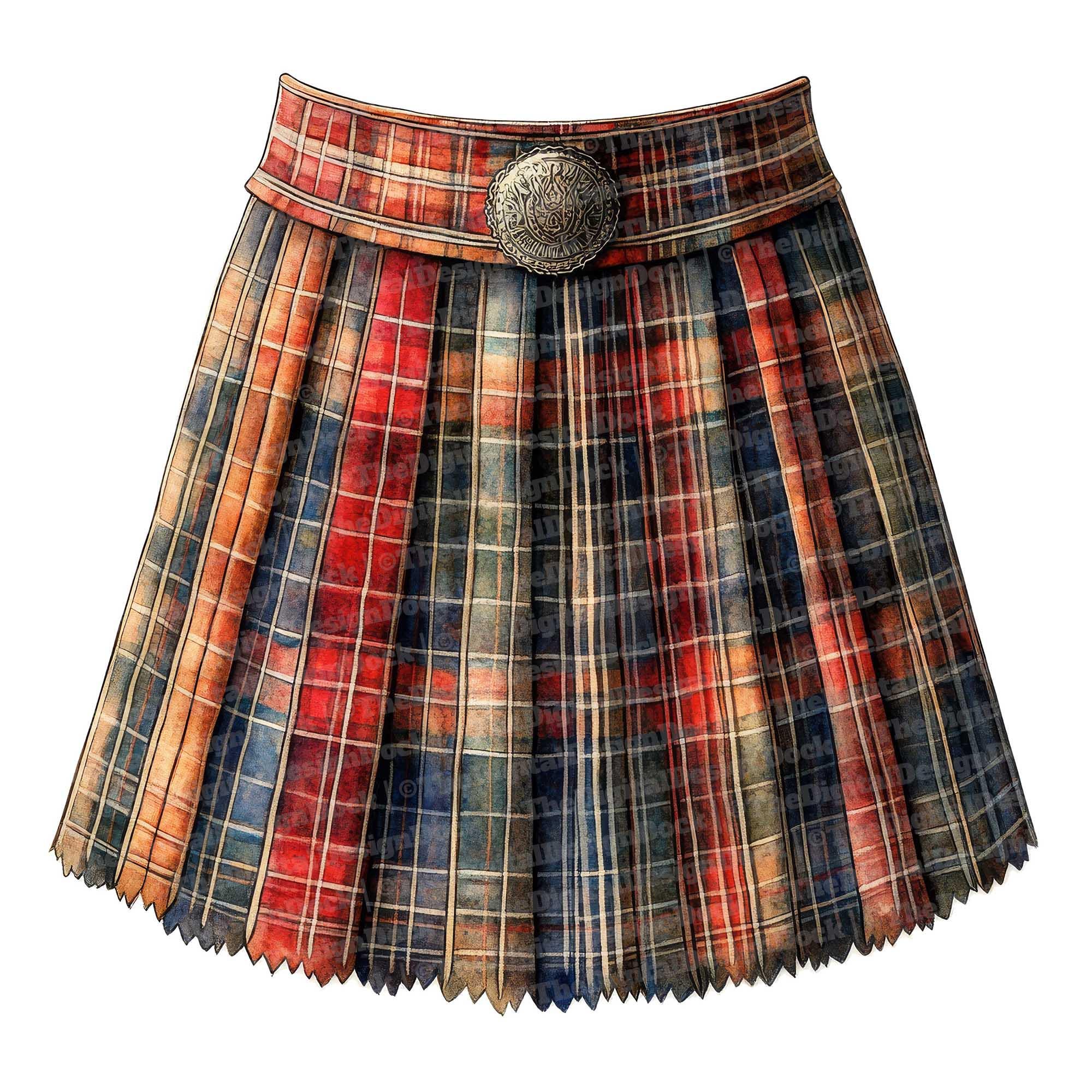 12 Highland Kilt Clipart, Watercolor Scottish Kilt Art, Printable ...