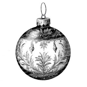 Ornate Bauble Clip Art, 12x Vintage Christmas Ornament Sketch Clipart ...