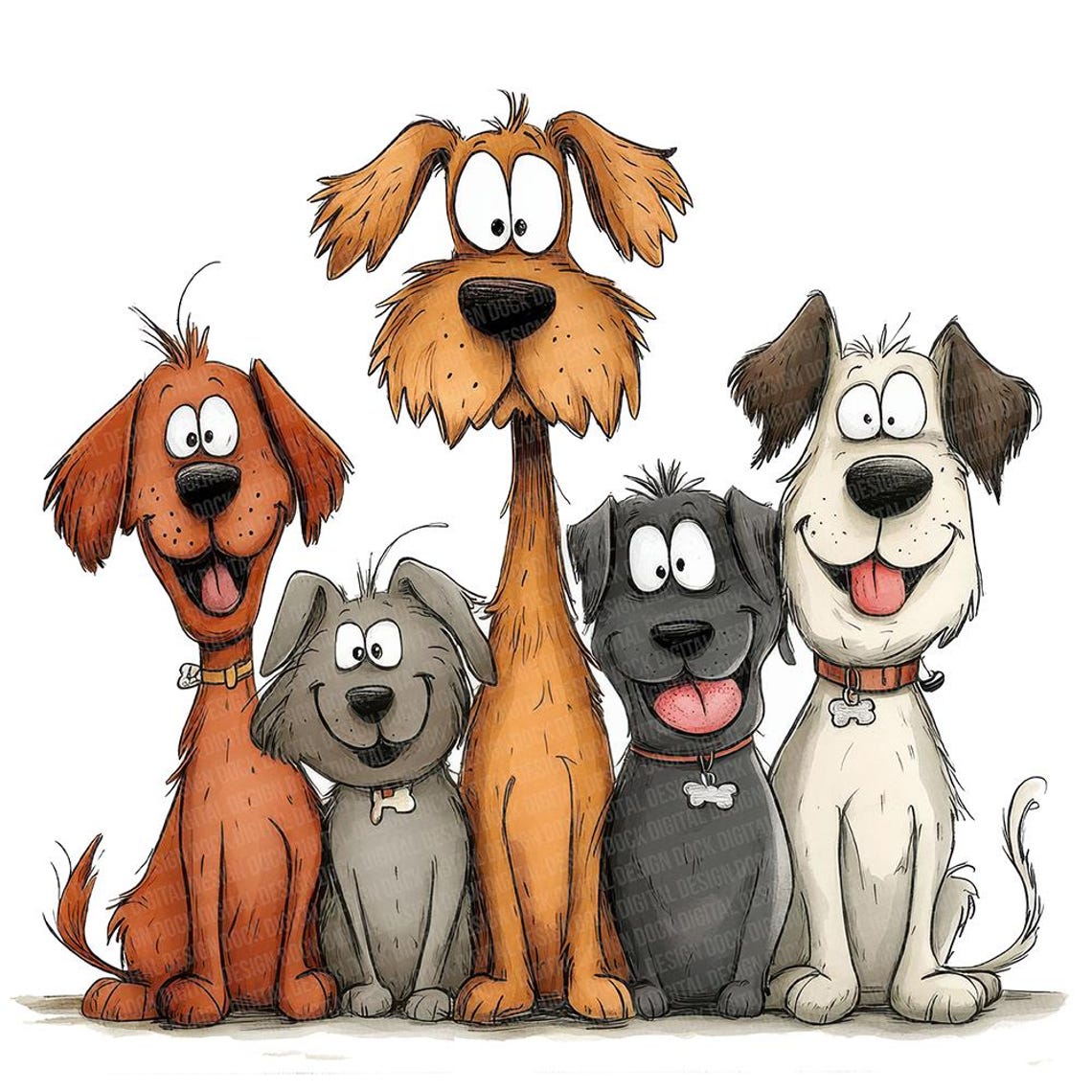 Funny Dog Group PNG Clip Art, 12x Cartoon Dog Pack Clipart PNG Set ...