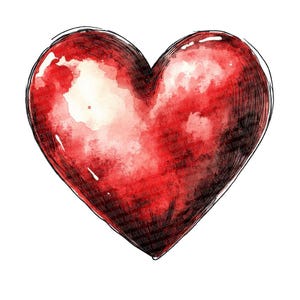 Watercolor Heart PNG Clipart, 12x Red Love Heart Clip Art Set,hand ...