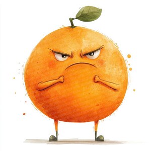 12x Angry Orange PNG Clipart, Watercolor Grumpy Character Citrus PNG ...