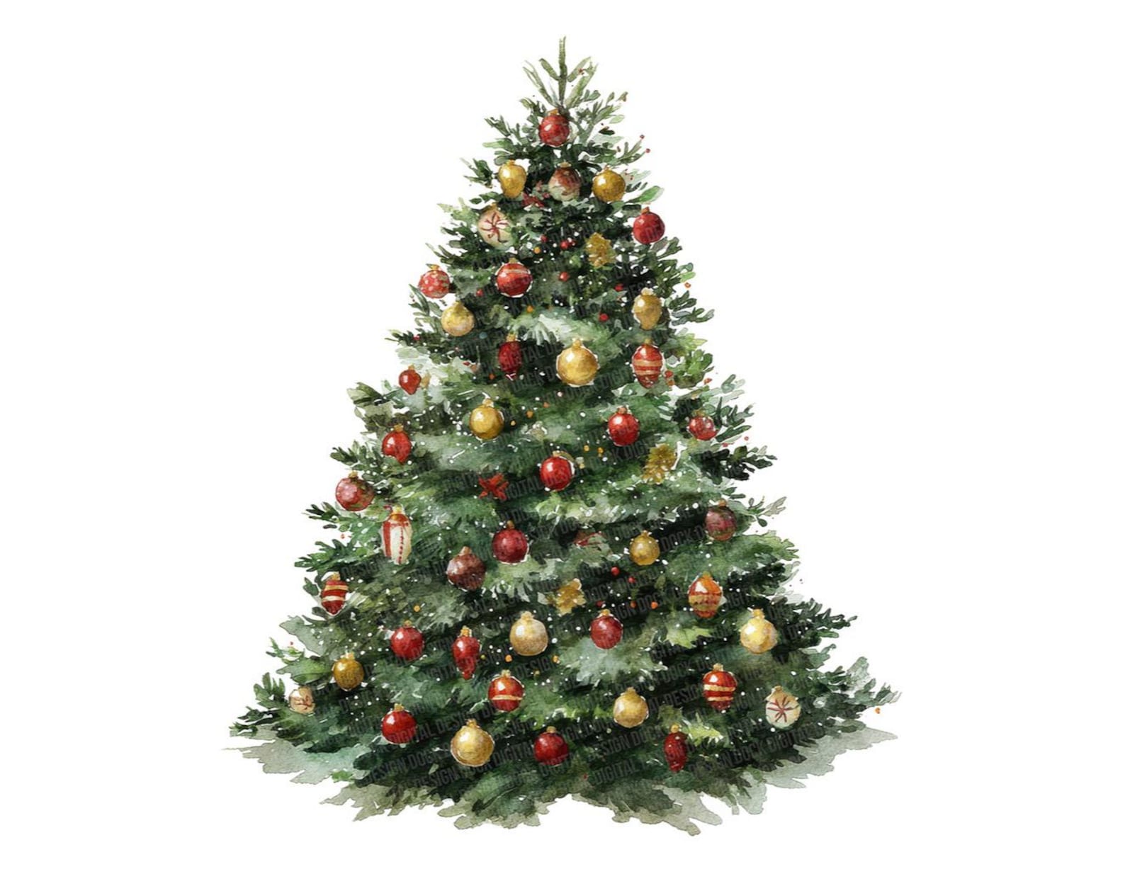 Classic Christmas Tree PNG Clipart, 12x Holiday Tree Clip Art, Red and ...