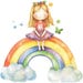 Watercolor Girl on Rainbow PNG Clip Art, 12x Colorful Kids ...