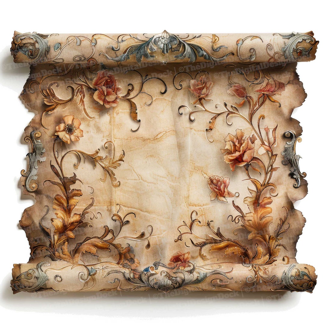 12x Ornate Paper Scroll Clipart, Vintage Clipart, Printable Watercolor ...