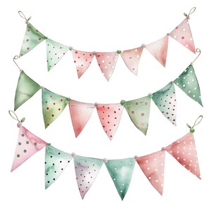 Pastel Bunting Clipart, 12 Jpgs, Party Bunting Clipart, Printable ...