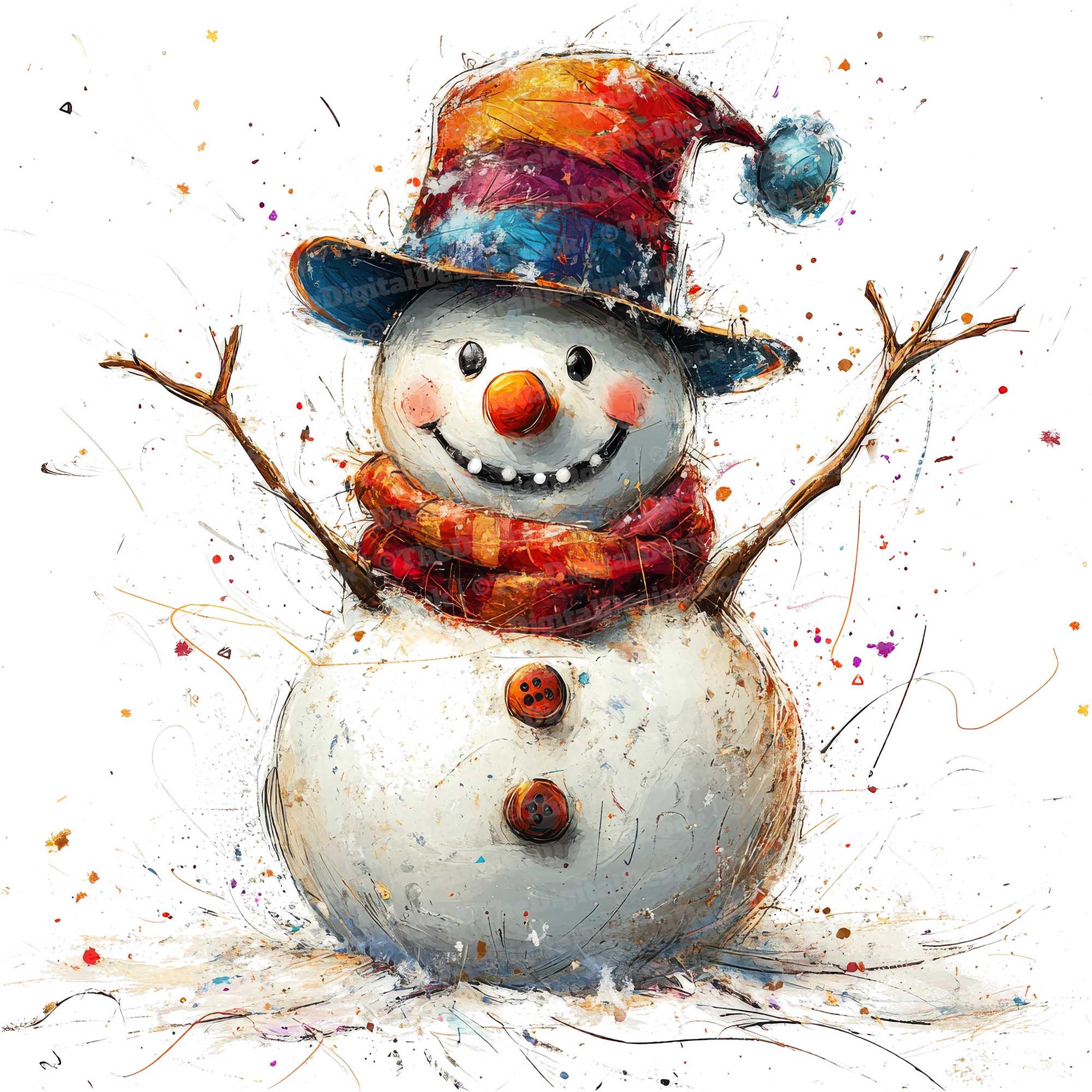12 Snowman Clipart, Watercolor Winter Character, Printable Watercolor ...