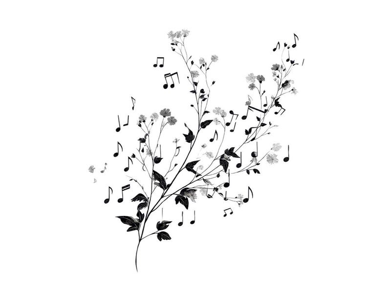 Music Note Flower PNG Clipart, 12x Wildflower Music Art Set, Printable ...