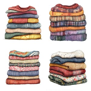 Folded Cozy Sweaters PNG Clipart, 12x Pile of Jumpers Clip Art Set ...