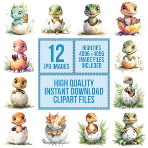12x Baby Dino Egg Clipart, Watercolor Dinosaur Hatching, High Quality Jpgs, Digital Download ...