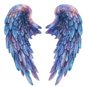12x Galaxy Angel Wings PNG Clipart, Cosmic Space Watercolor Wings Clip ...
