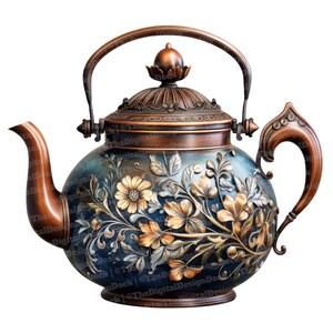 12x Rustic Tea Pot Clipart, Teapot JPG Clipart, Printable Watercolor ...