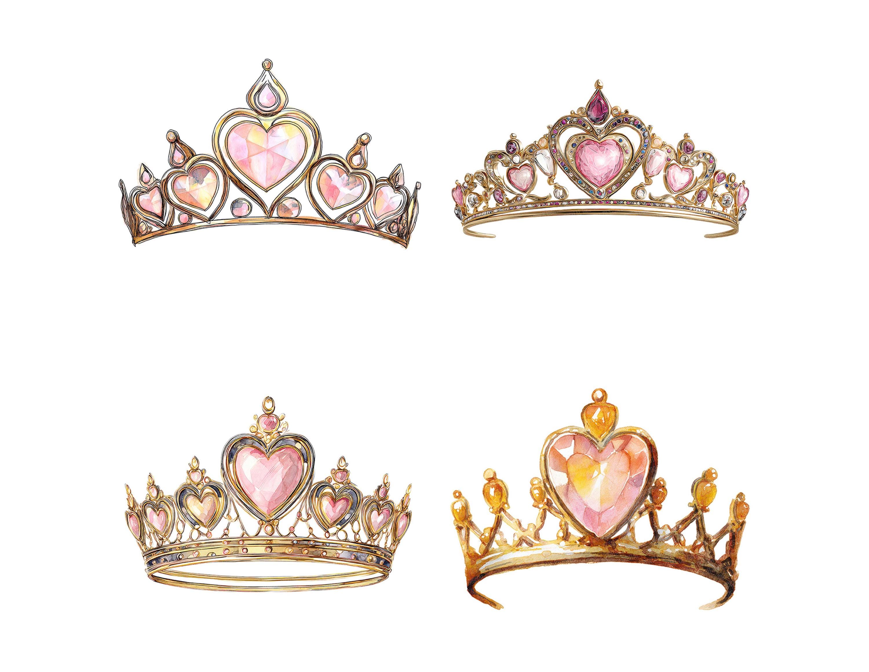 Watercolor Tiara Clipart, 12 Princess Crown Pngs, Printable Digital ...