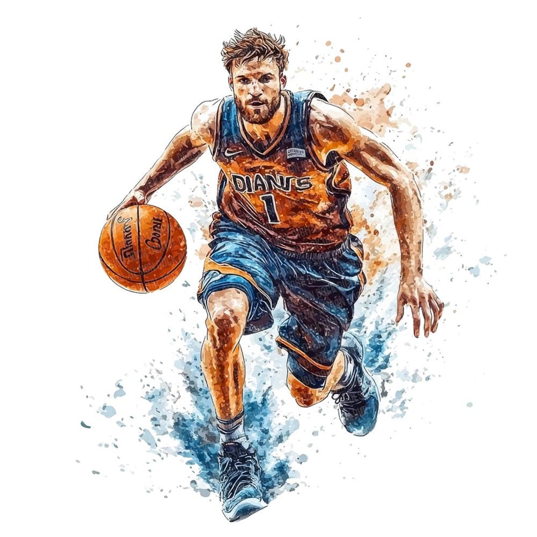 Basketball Player PNG Clipart, 12x Watercolor Basketball Clip Art Set ...