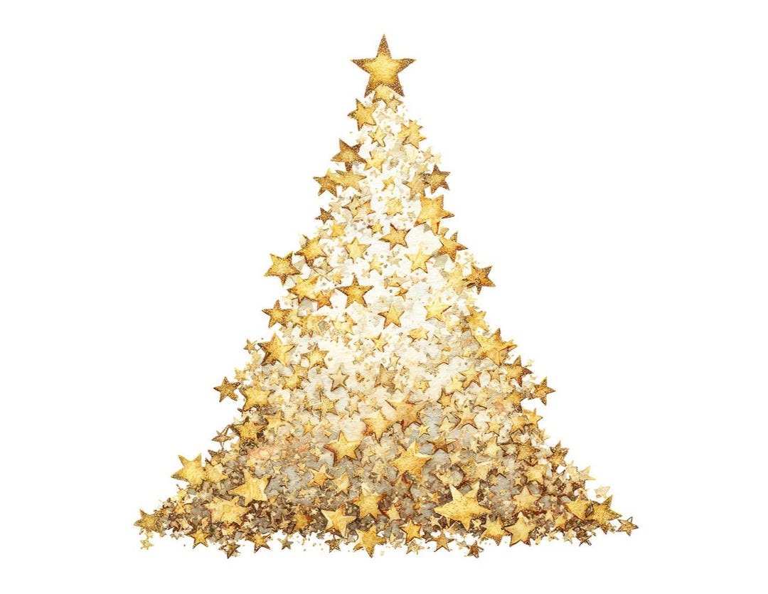12x Gold Star Christmas Tree PNG Clipart, Abstract Holiday Trees Clip ...