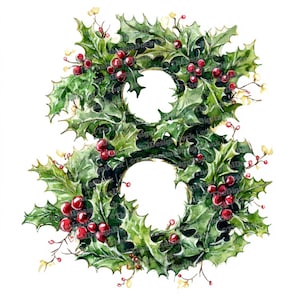 12 Christmas Numbers Clip Art, Watercolor Holiday Numbers Clipart Set ...