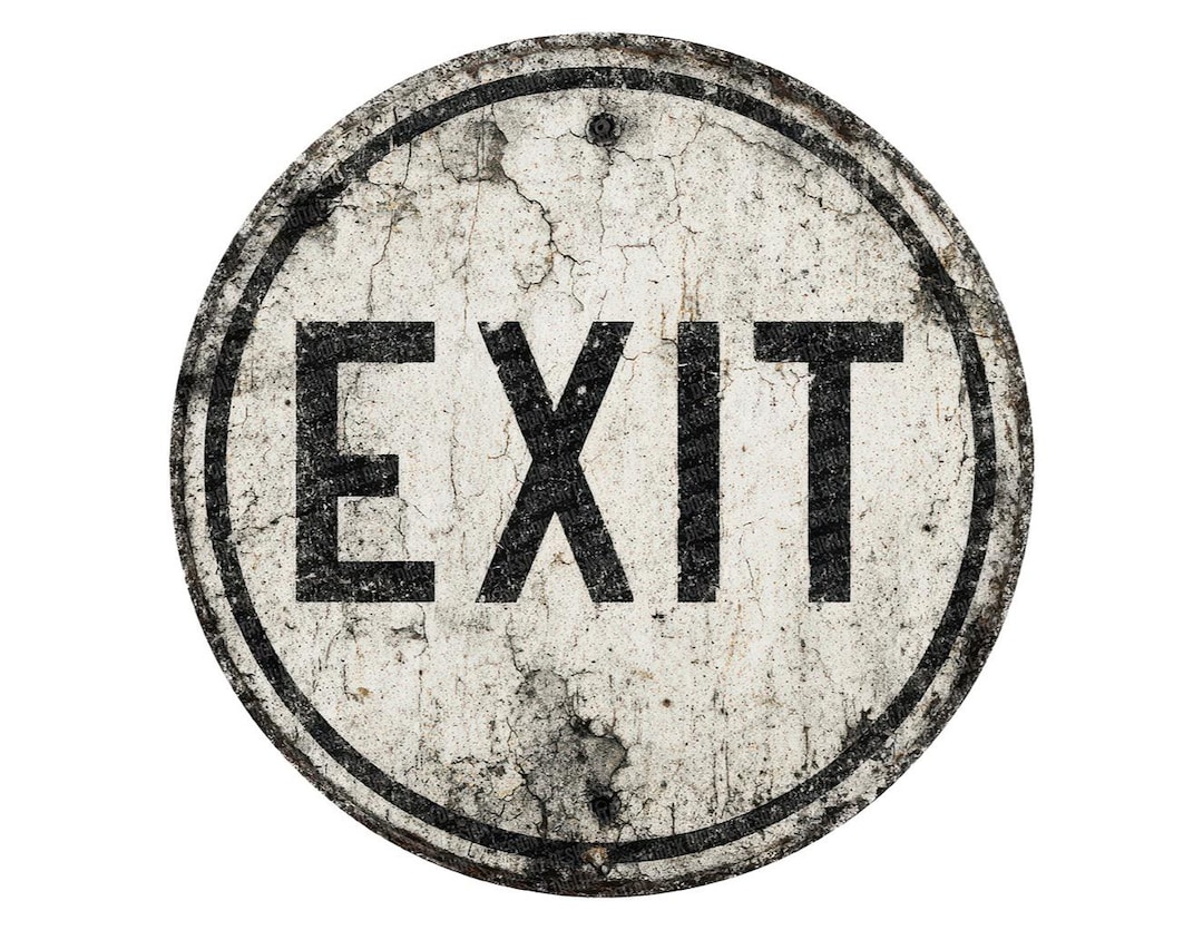 Vintage Exit Sign PNG Clipart, 12x Retro Round Exit Sign Clip Art Set ...