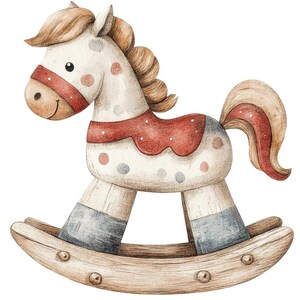 Rocking Horse PNG Clipart, 12x Wooden Toy Horse Clip Art Set, Printable ...
