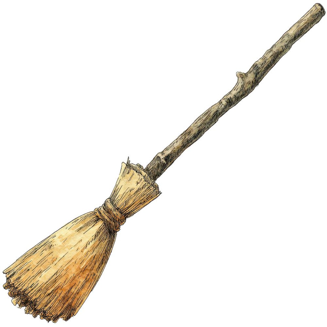 Witch Broom Clipart, 12x Halloween PNG Images, Broomstick Watercolor ...