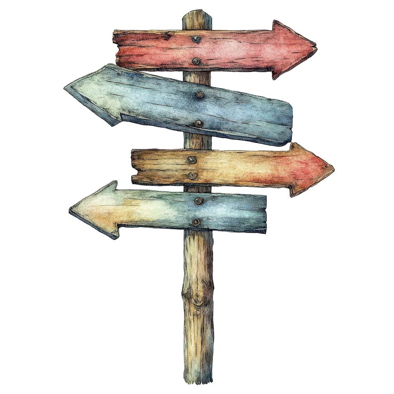 Imaginary Places Signpost PNG Clipart, 12x Watercolor Arrow Sign Clip ...