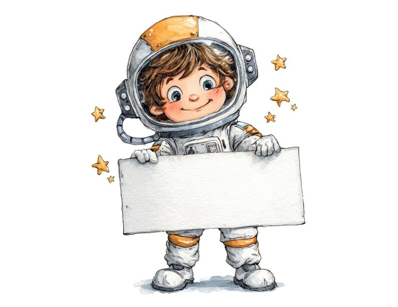 Astronaut Boy PNG Clipart, 12x Space Kid With Banner Art Set, Printable ...