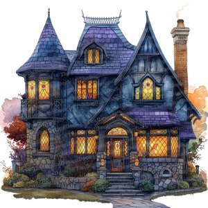 Wizard House Clipart, 12 Jpgs, Storybook House Clipart, Printable ...