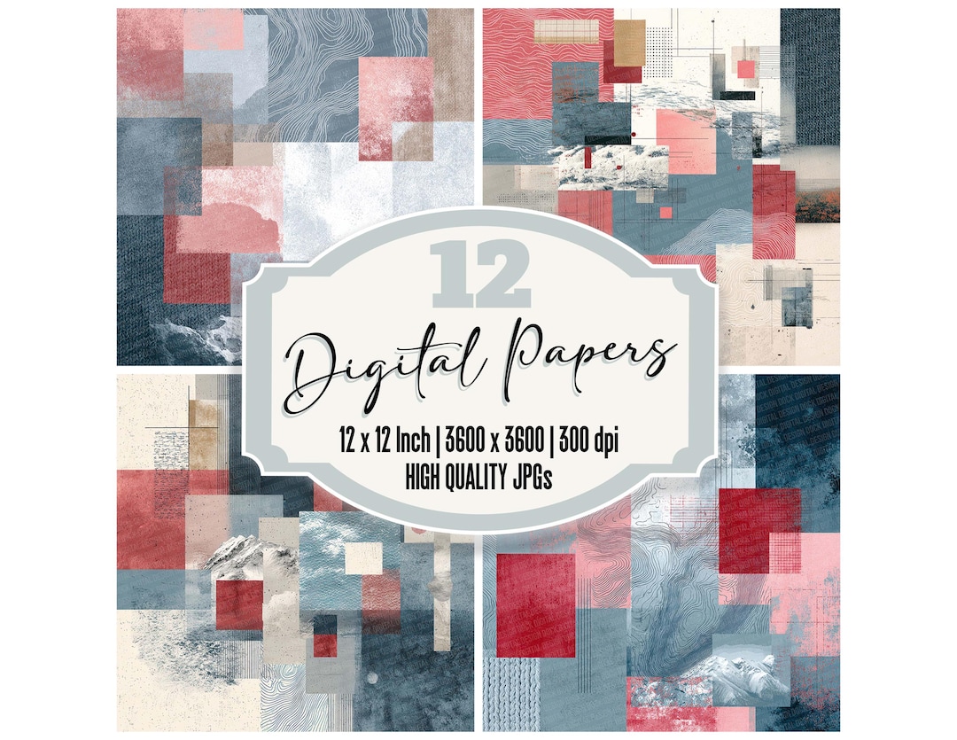 12x Oslo Collage Junk Journal Paper Nordic Digital Paper Pack Fjord ...