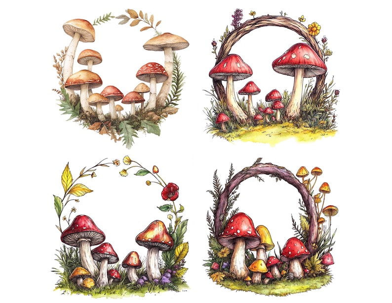 Fairy Mushroom PNG Clip Art, 12x Mushroom Ring Clipart PNG Set ...