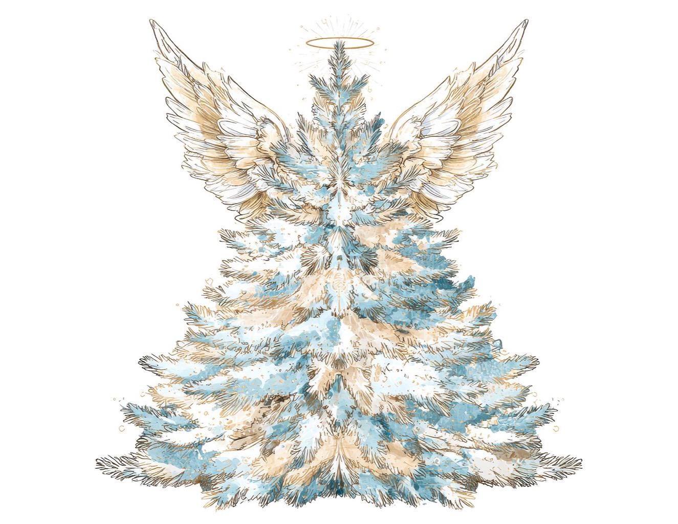 Angel Christmas Tree PNG Clipart, 12x Winged Holiday Trees Clip Art Set ...