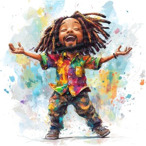 12 Dancing Reggae Man Clipart, Cartoon Music Character, Printable ...