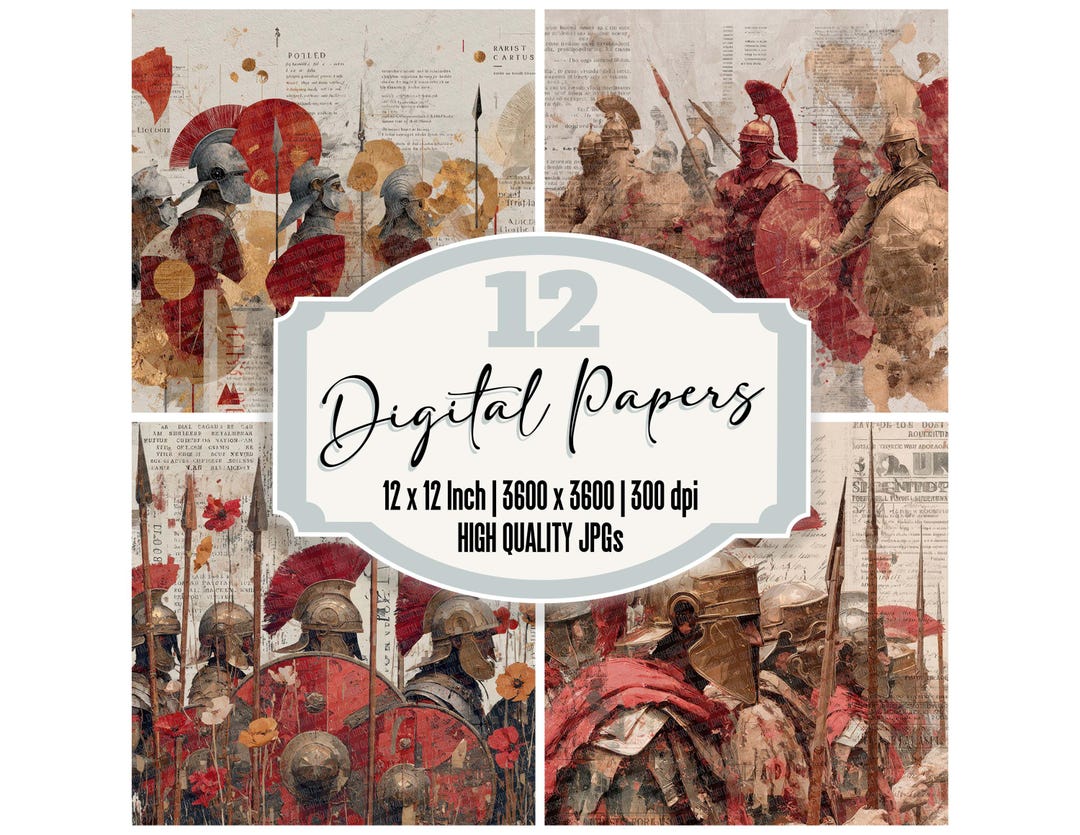 Retro Roman Digital Paper Pack 12 Legion Formation Clash Junk Journal ...