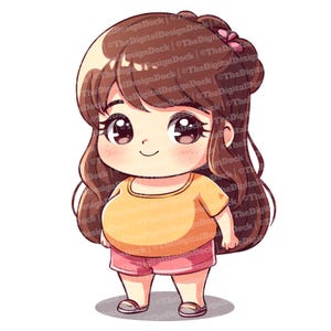 Chubby Chibi Girl Clip Art, 12x Cute Cartoon Character Clipart Set ...