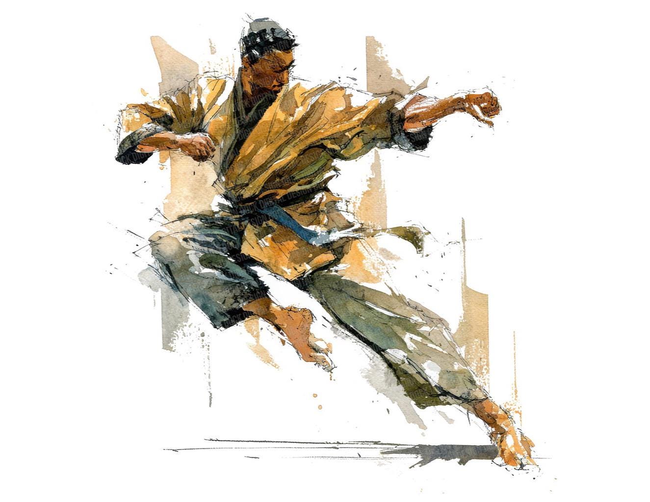 Martial Arts Punch Pose PNG Clipart, 12x Karate Fighter Art Set ...