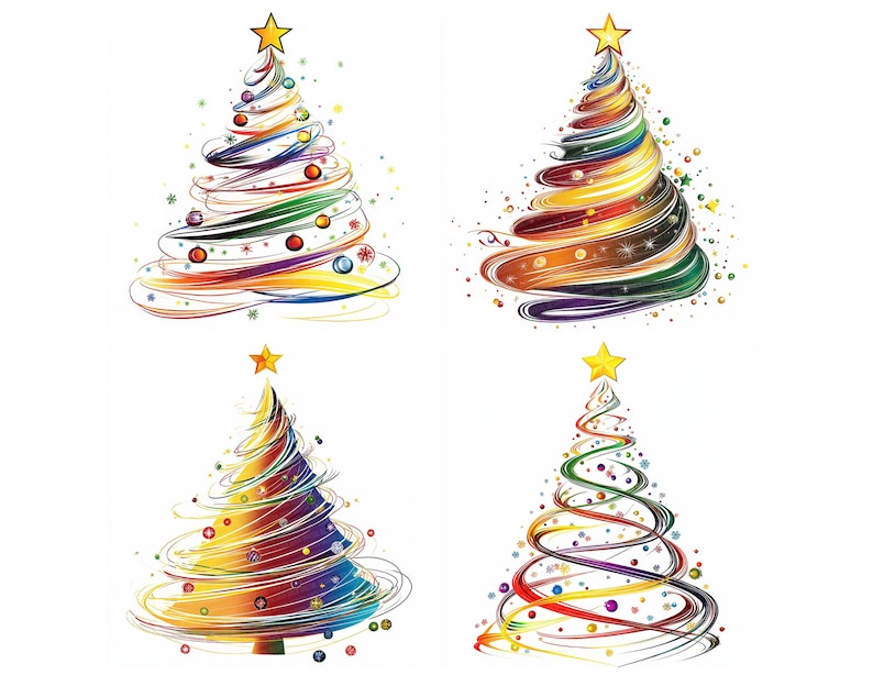 Christmas Tree PNG Clip Art, 12x Abstract Holiday Tree Clipart Set ...