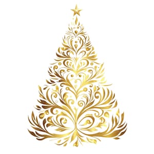 12x Gold Christmas Tree Clipart, Festive Watercolor Clipart, Printable ...